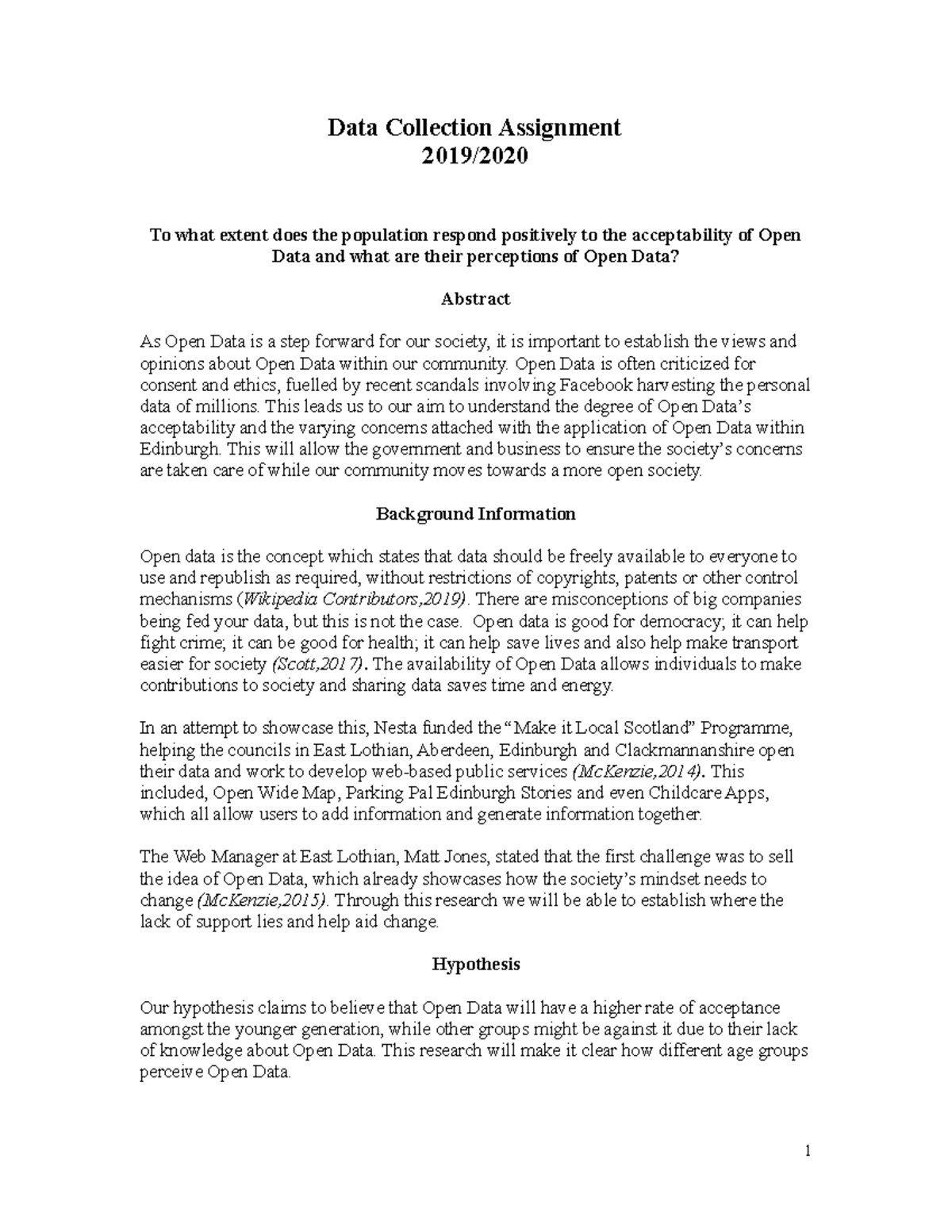 Business Research Methods Data Collection Assignment - Data Collection Assignment 2019/ To what ...