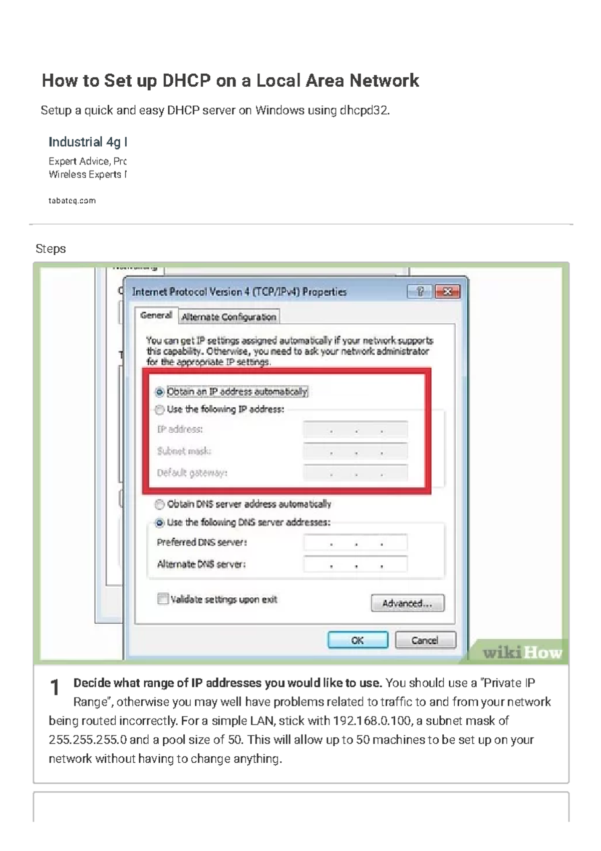LAN 1st DHCP - My note - 1 How to Set up DHCP on a Local Area Network ...