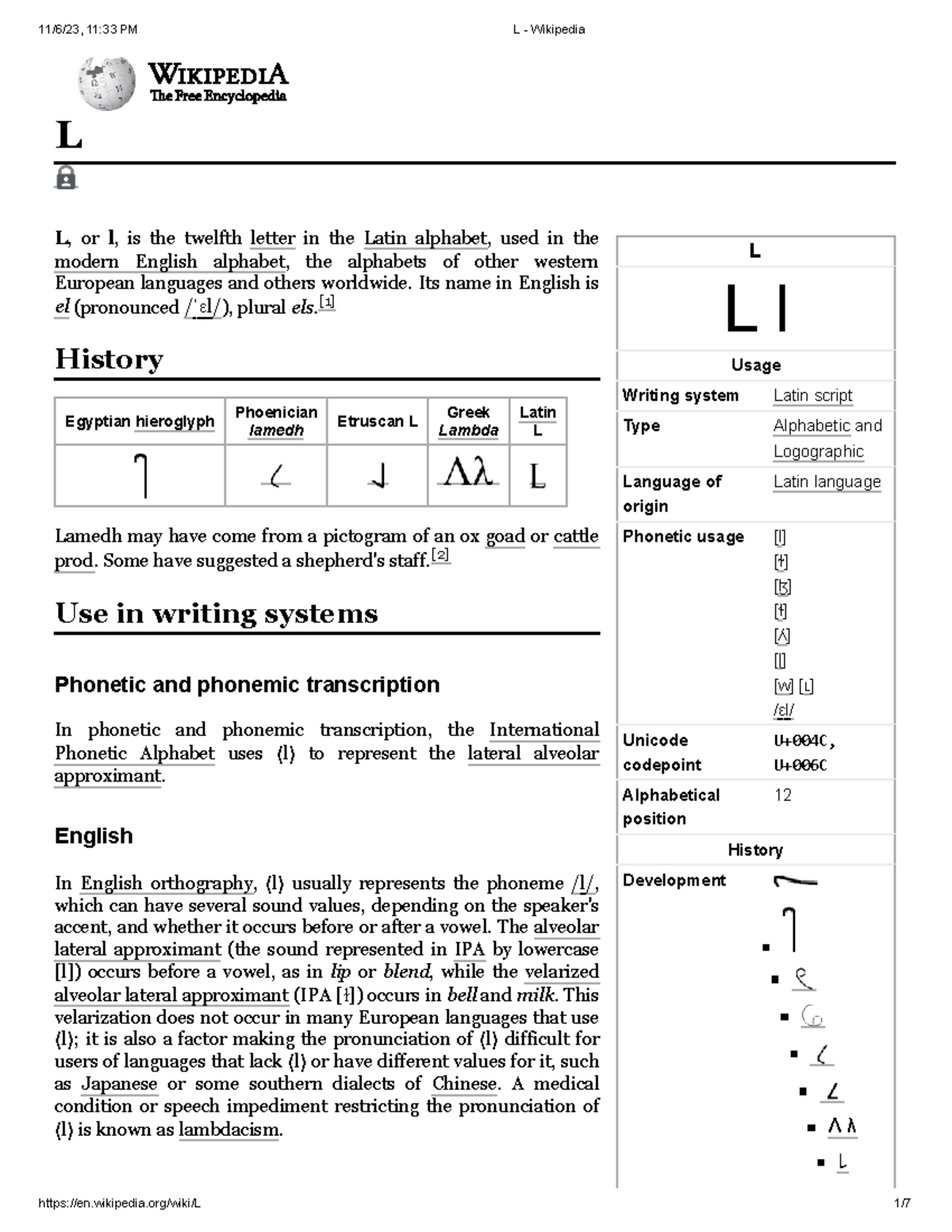 Q - fgbhjn - L L l Usage Writing system Latin script Type Alphabetic ...