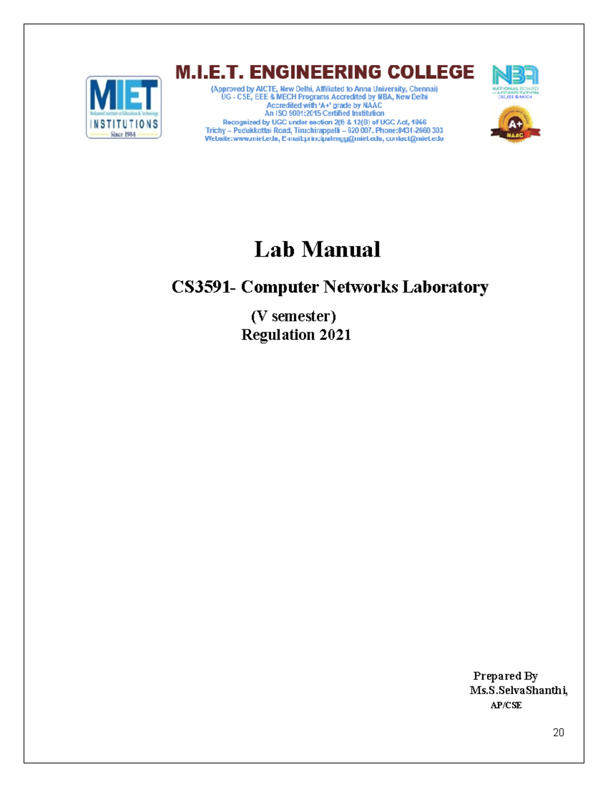 Cn lab manual - please take this - Computer Science - Studocu