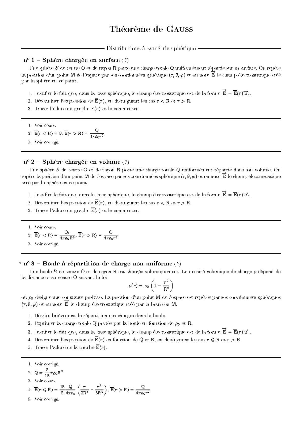 Cours sur La Théorème de Gauss - Théorème de Gauss Distributions à ...