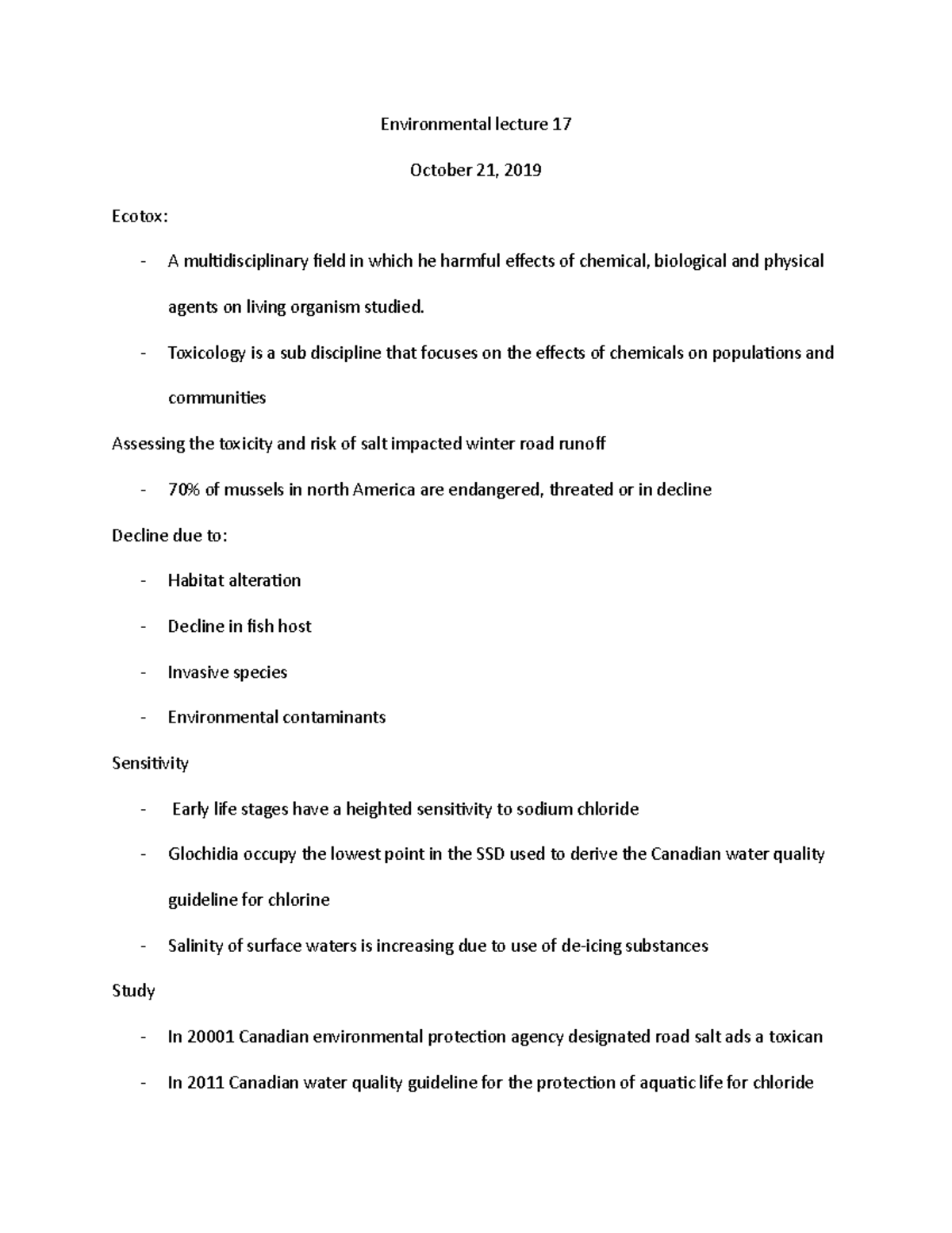 Environmental lecture 17 lecture notes - Environmental lecture 17 ...