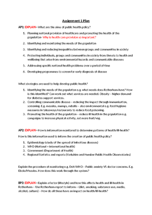 Unit 8 Assignment 1 Distinction example - Unit 8- Promoting Public Health I am volunteering as a ...