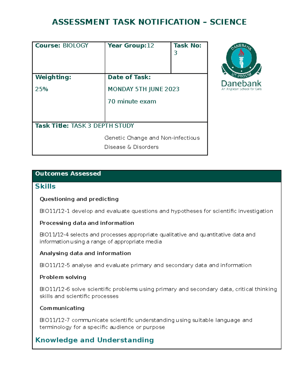 Task 3 NEW Depth Study Notification - ASSESSMENT TASK NOTIFICATION ...
