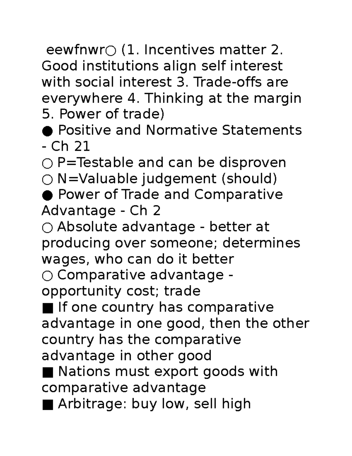 Econ Exam 1 Cheat Sheet - qwerty - eewfnwr (1. Incentives matter 2 ...