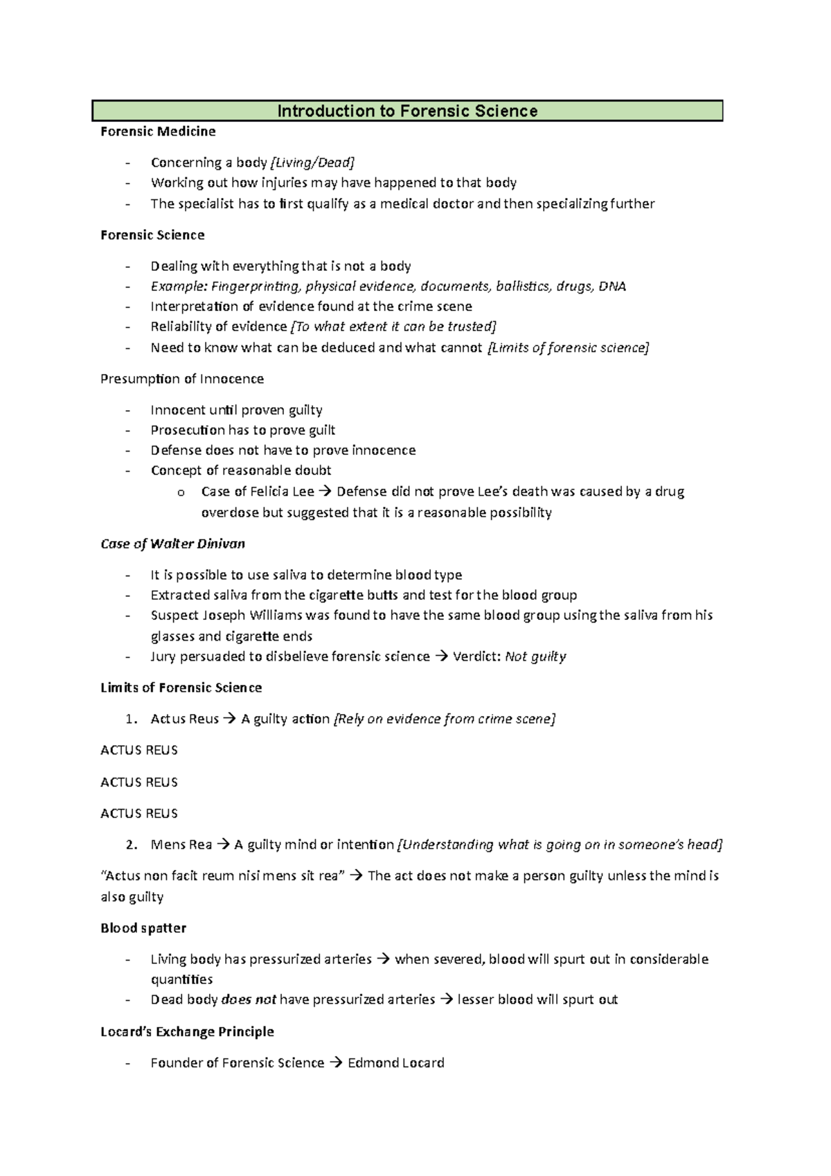 CM8002 Forensic Science Comprehensive Bible - Introduction to Forensic ...
