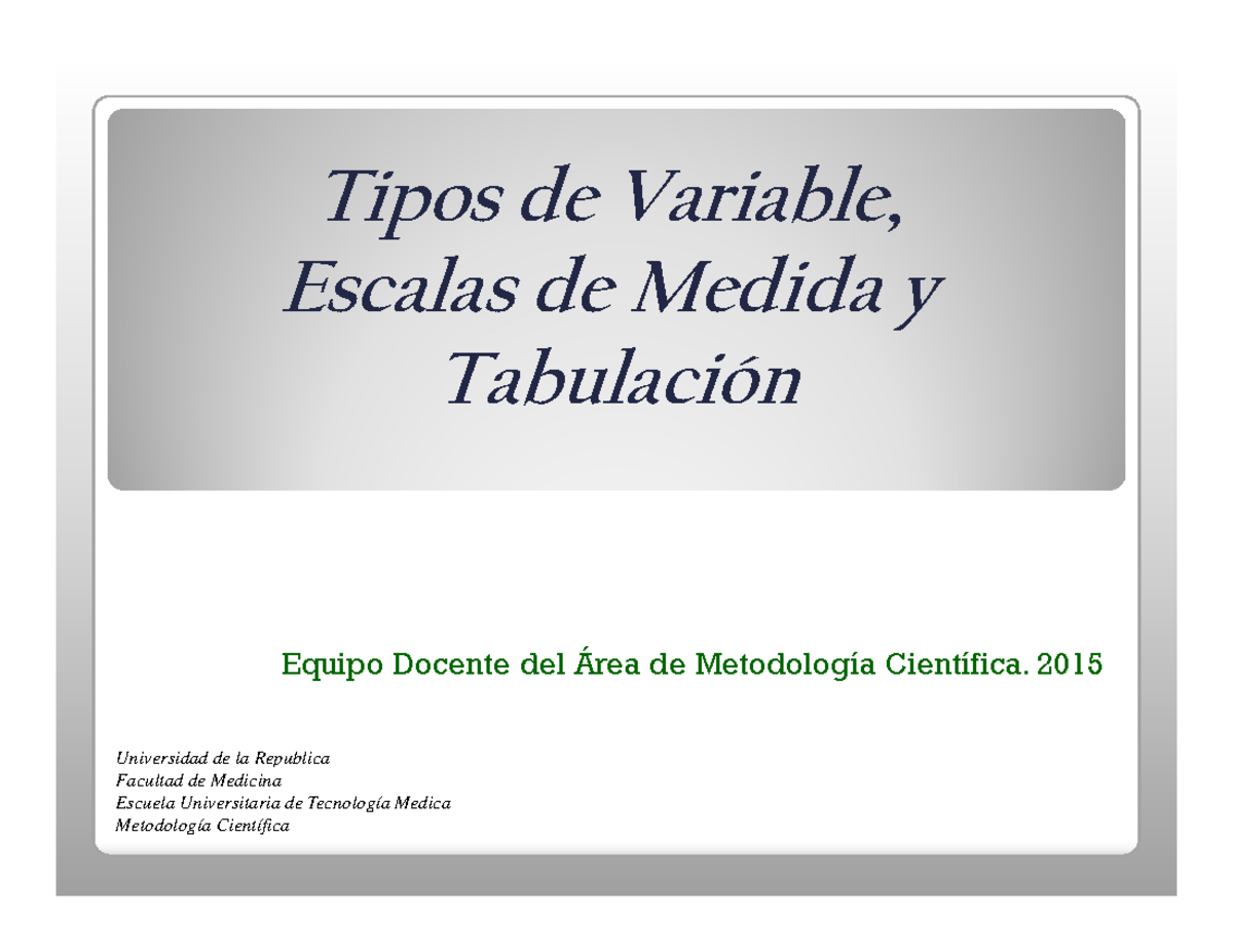 Variables Escalas de Medida y tablas - EUTM 2015 - TiTi TiTi pospos ...
