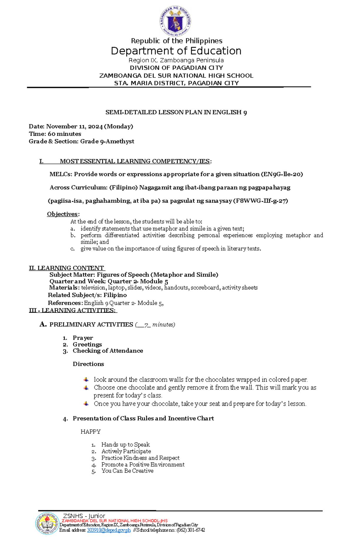 Figures of Speech (First Demo) - ZSNHS - Junior Department of Education ...