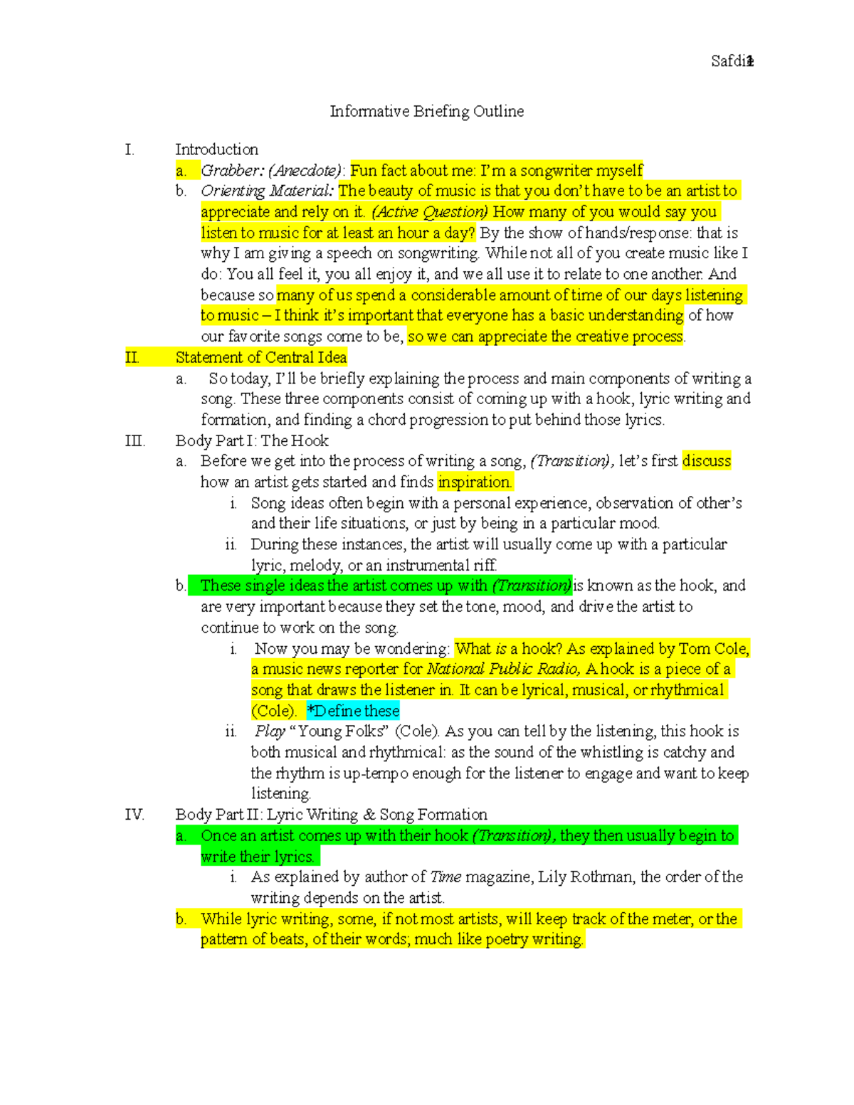 Informative Briefing Outline Final - Informative Briefing Outline I ...