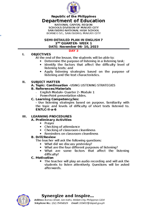 Analogy - DETAILED LESSON PLAN - NAME OF TEACHER: ROCHELLIE G GRADE ...