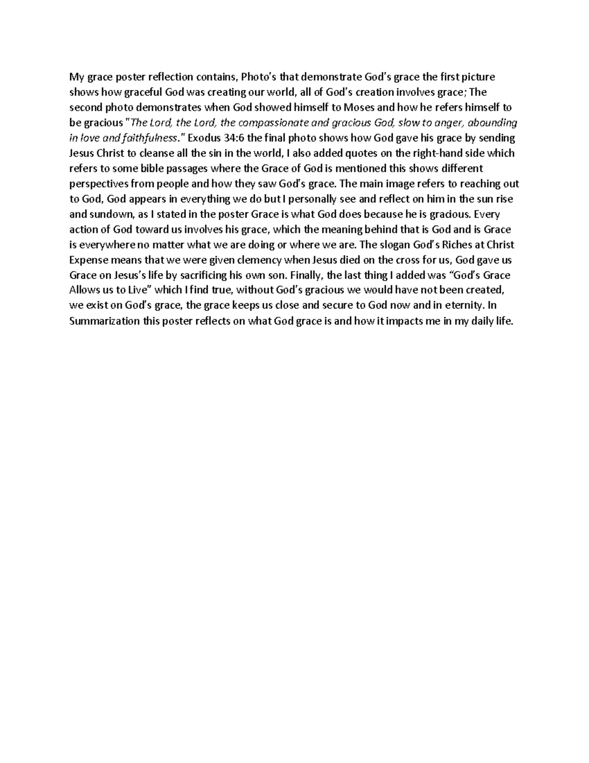 Grace poster reflection - " Exodus 34:6 the final photo shows how God ...