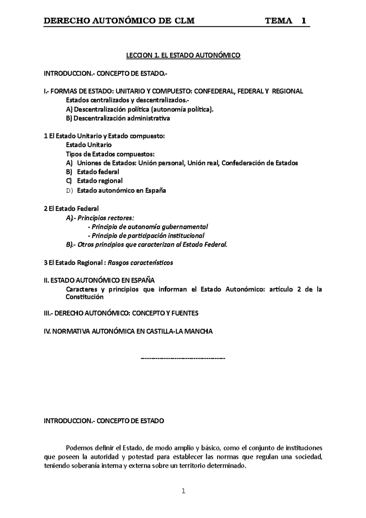 TEMA 1.- El estado autonómico - LECCION 1. EL ESTADO AUTONÓMICO ...