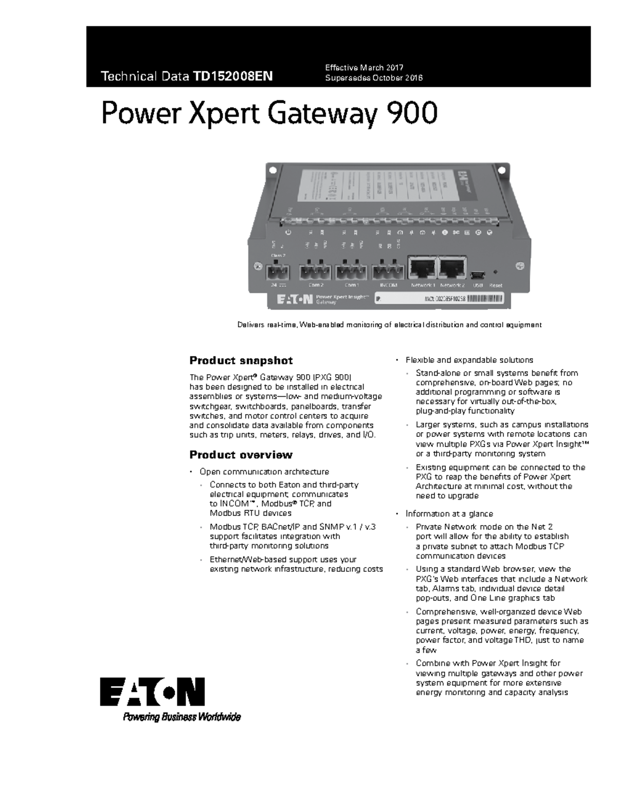 Cutler Hammer PXG900 Datasheet - Technical Data TD152008EN Effective ...