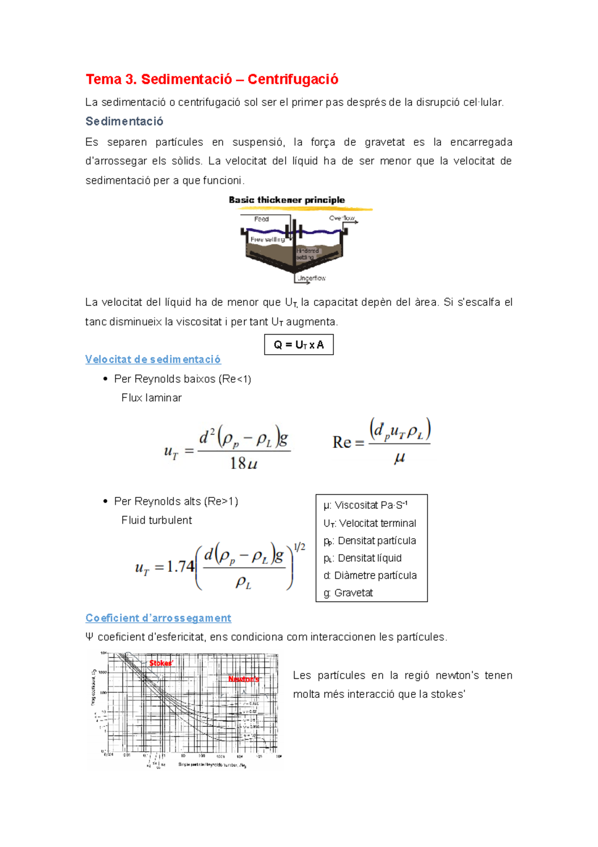 Tema 3 Sedimentació Centrifugació - Tema 3. Sedimentació ...