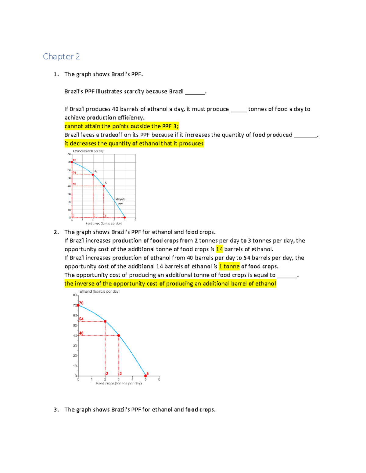 Chapter 2-2 - Chapter 2 The graph shows Brazil's PPF. Brazil's PPF ...