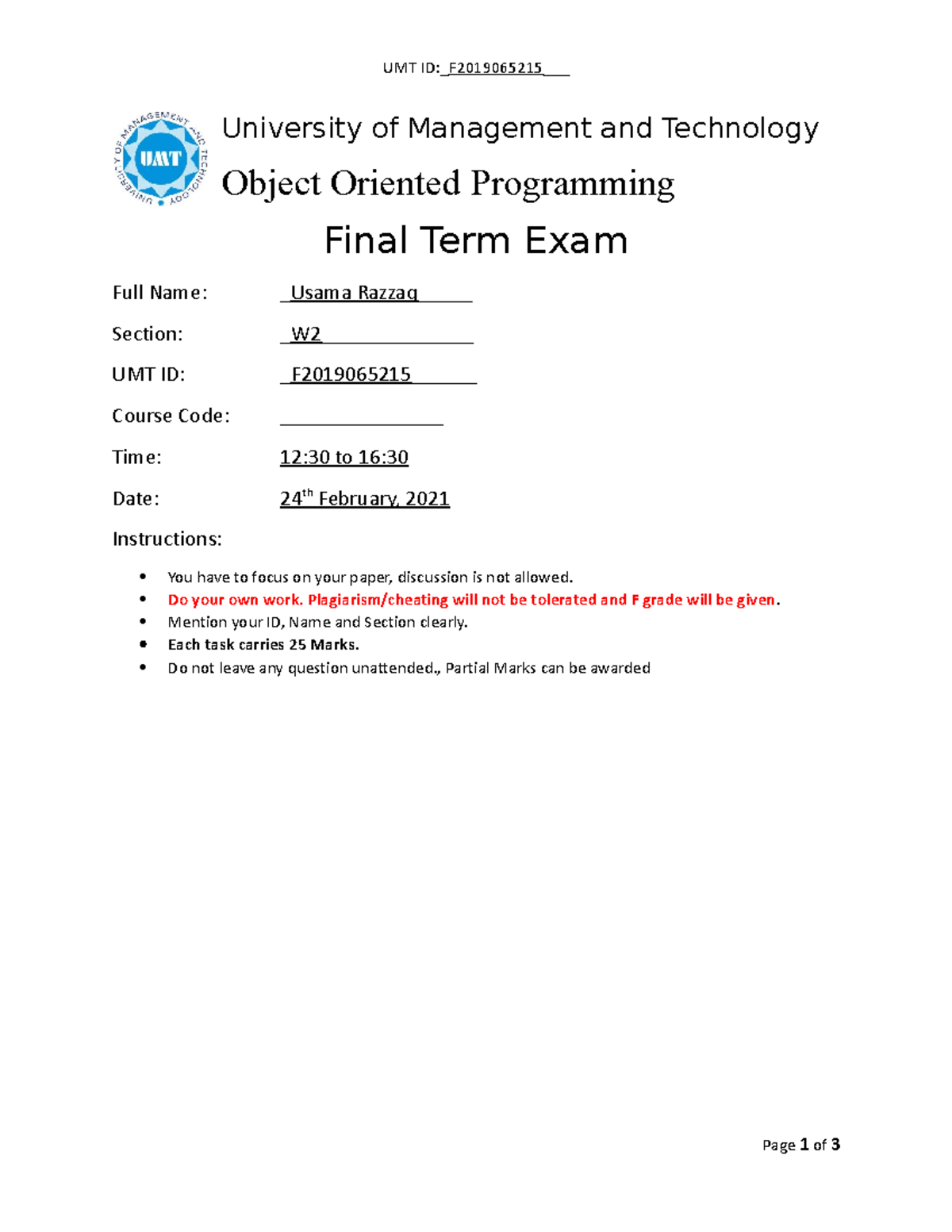 Task 1 - OOP conceptual Based questions for practice. SOLVE THEM AND ...