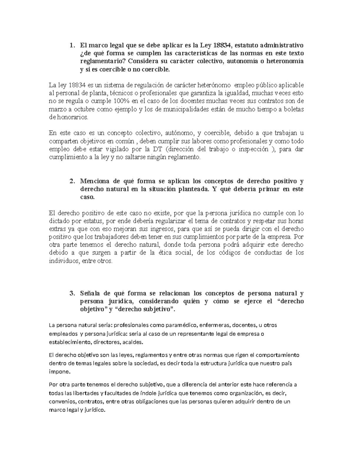 Semana 1 legislacion laboral - 1. El marco legal que se debe aplicar es ...