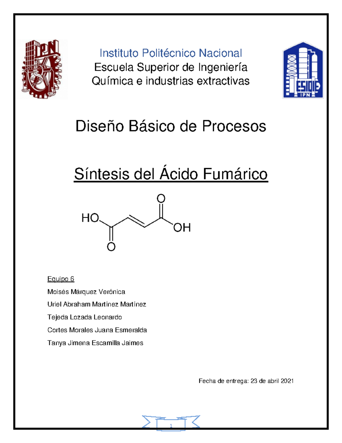 Ácido Fumárico 3 - trabajo ac. fumarico - Diseño Básico De Procesos ...