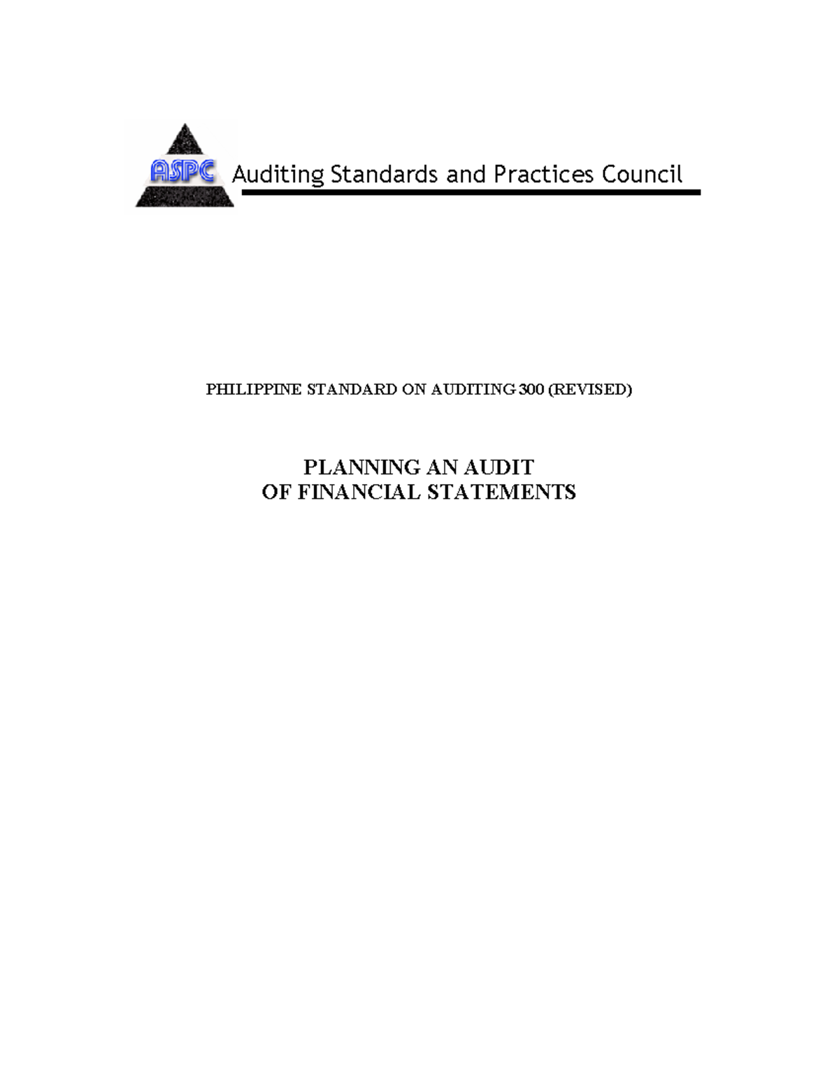PSA-300-Rev - Auditing standards - PSA 300 - PSA 300 (Revised ...