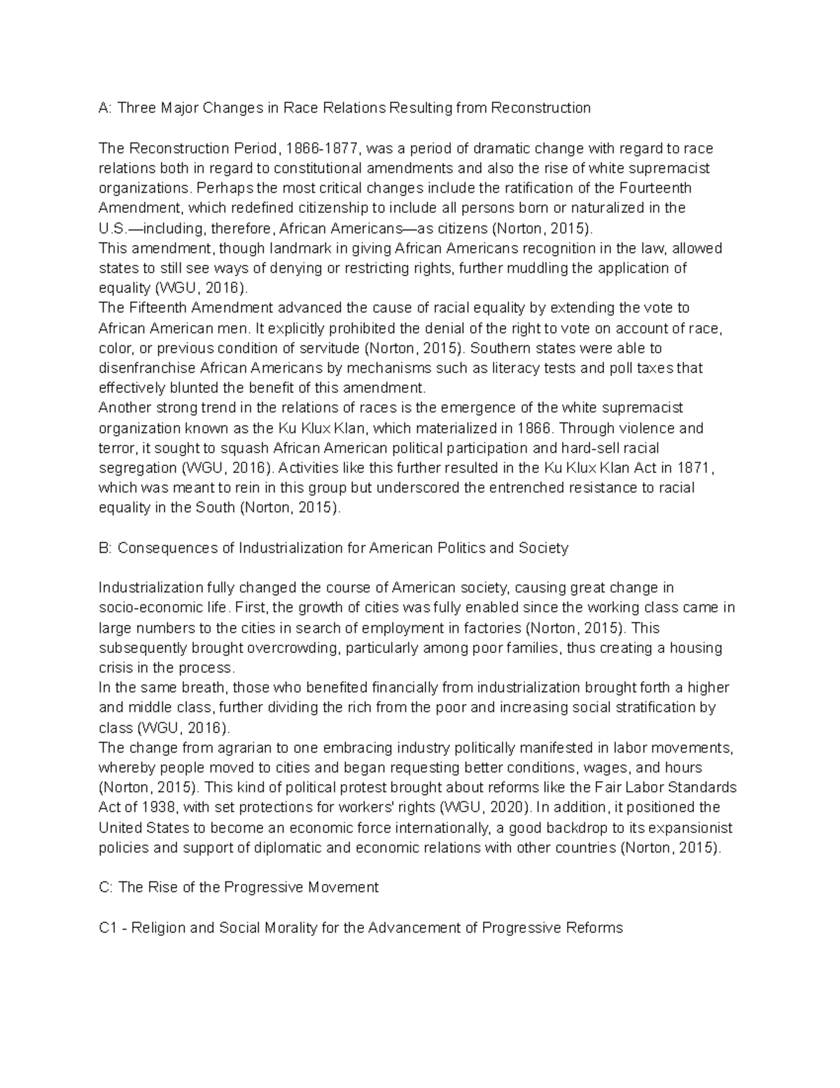 Task 3 - Task 3 - A: Three Major Changes in Race Relations Resulting ...