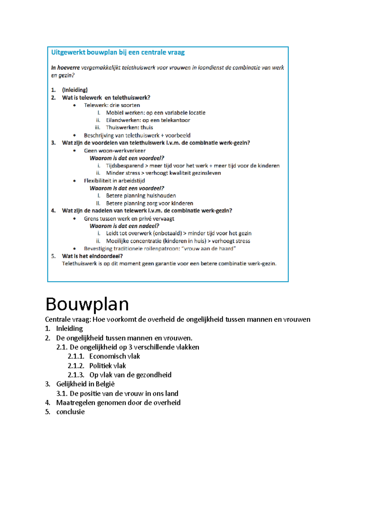 Bouwplan - hoe maak je een mooie tekst lol - Bouwplan Centrale vraag ...