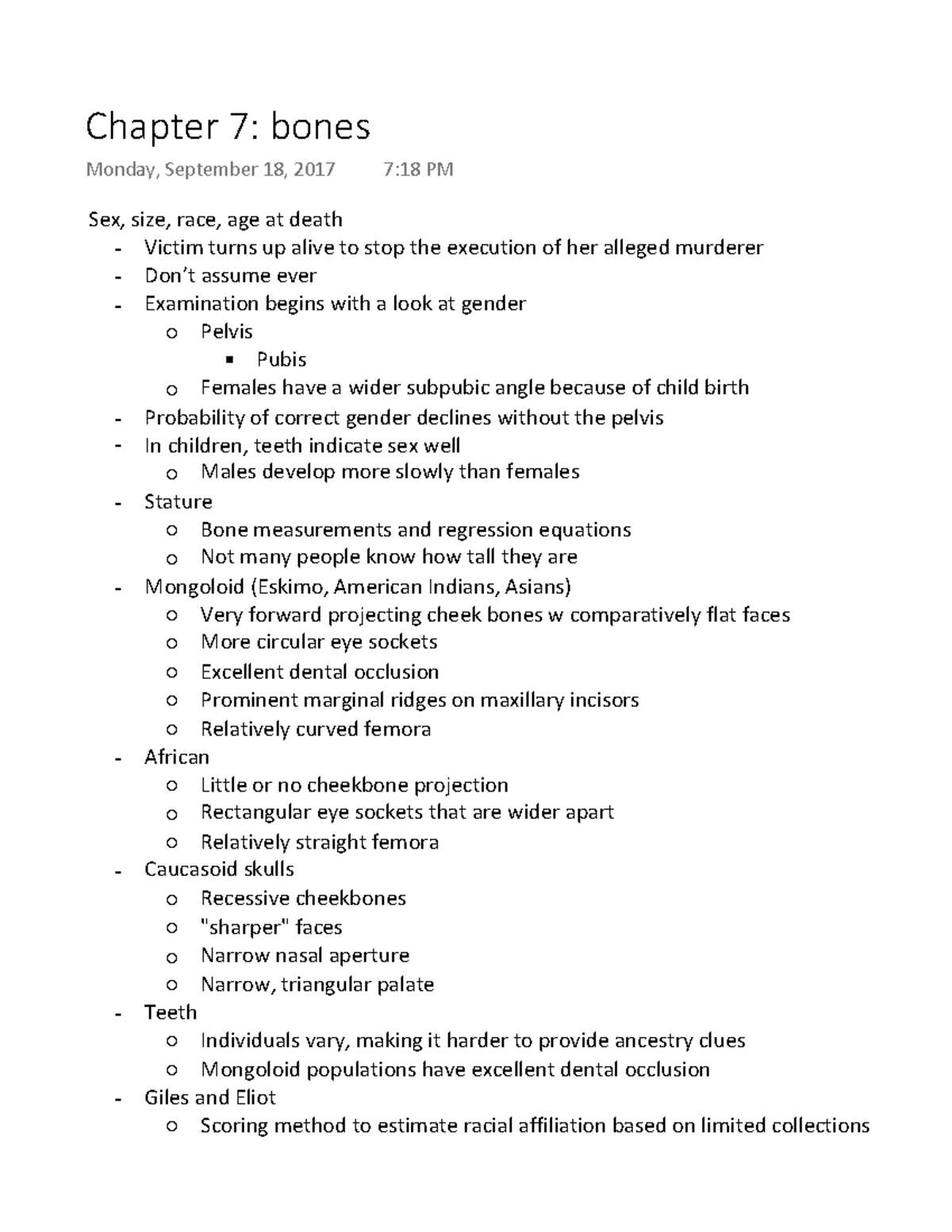 Chapter 7 bones - Chapter 7: bones Monday, September 18, 2017 7:18 PM ...