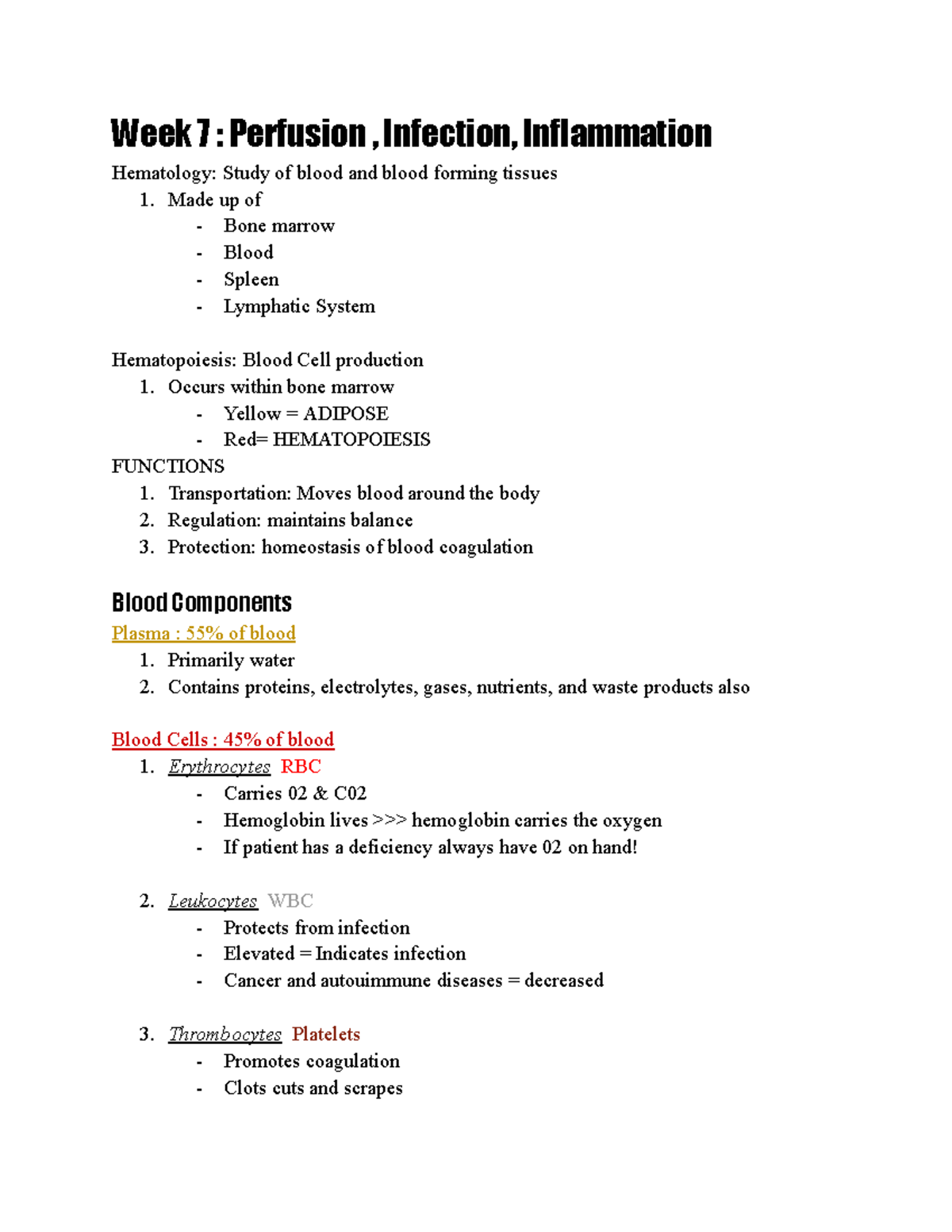 Week 7 Study Guide - Anatomy and Physiology - Week 7 : Perfusion ...