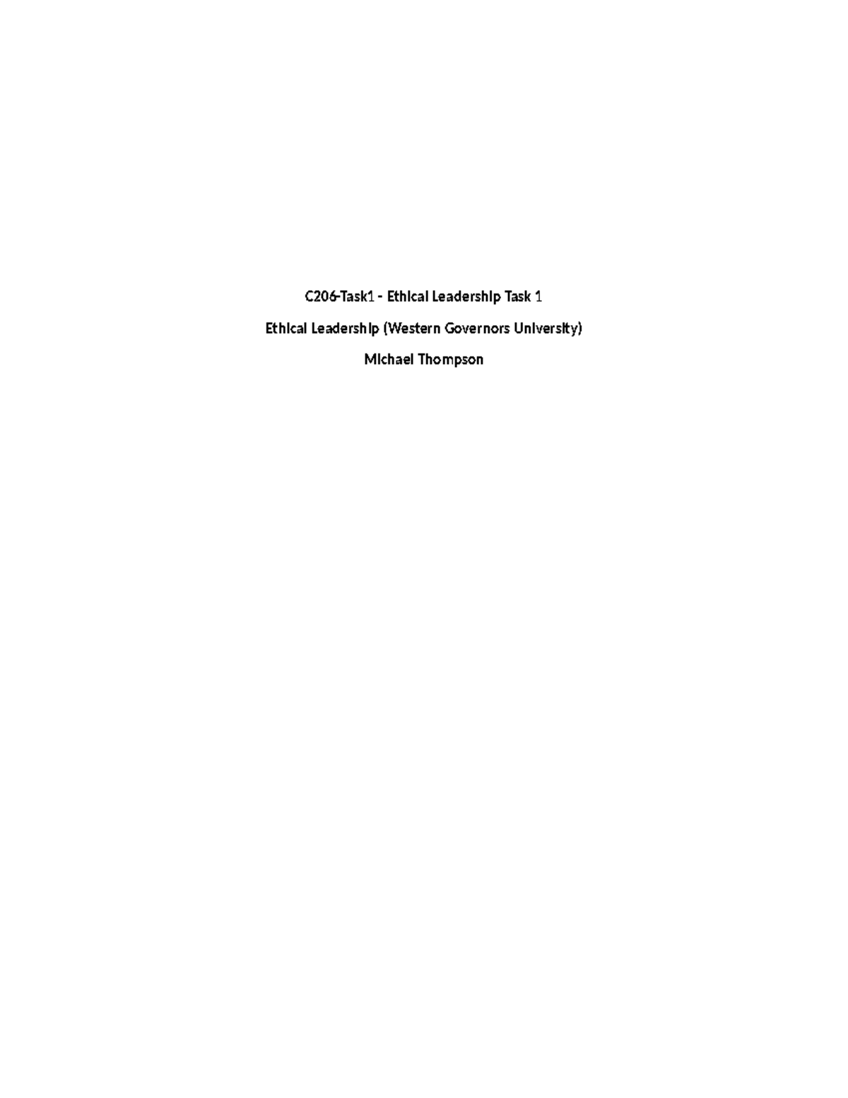 Ethical Task 1 org - Passed EHM2 Task 1 - C206-Task1 - Ethical Leadership Task 1 Ethical ...