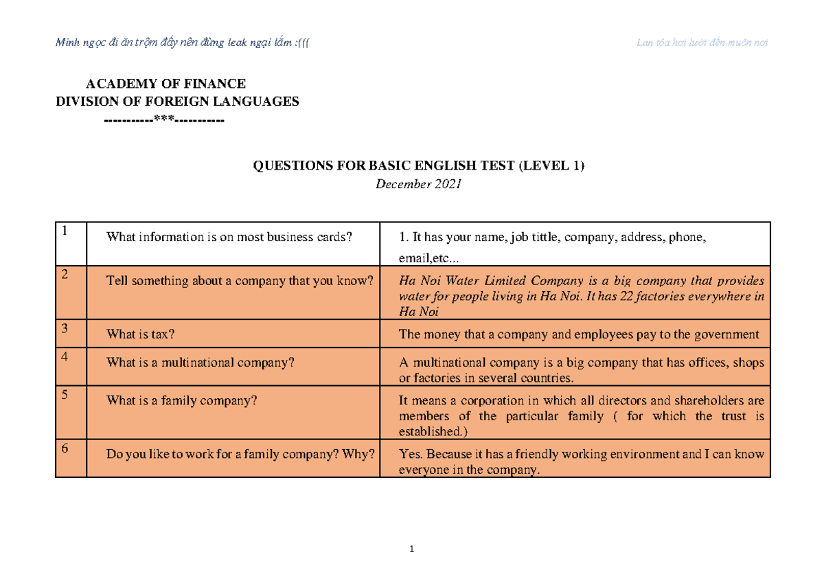 Ans đề cương anh - chúc các bạn học tốt - ACADEMY OF FINANCE DIVISION OF FOREIGN LANGUAGES ...