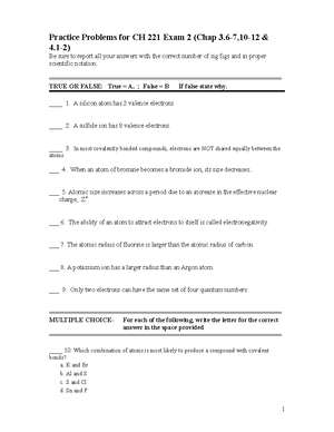 CH221Exam4Part2review-key - Practice Problems for CH 221 Exam 4 Be sure ...