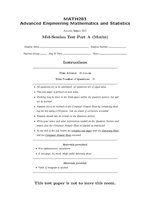 Summary - lecture 7-11 - formulas - MATH283/STAT291 Formula Sheet ...