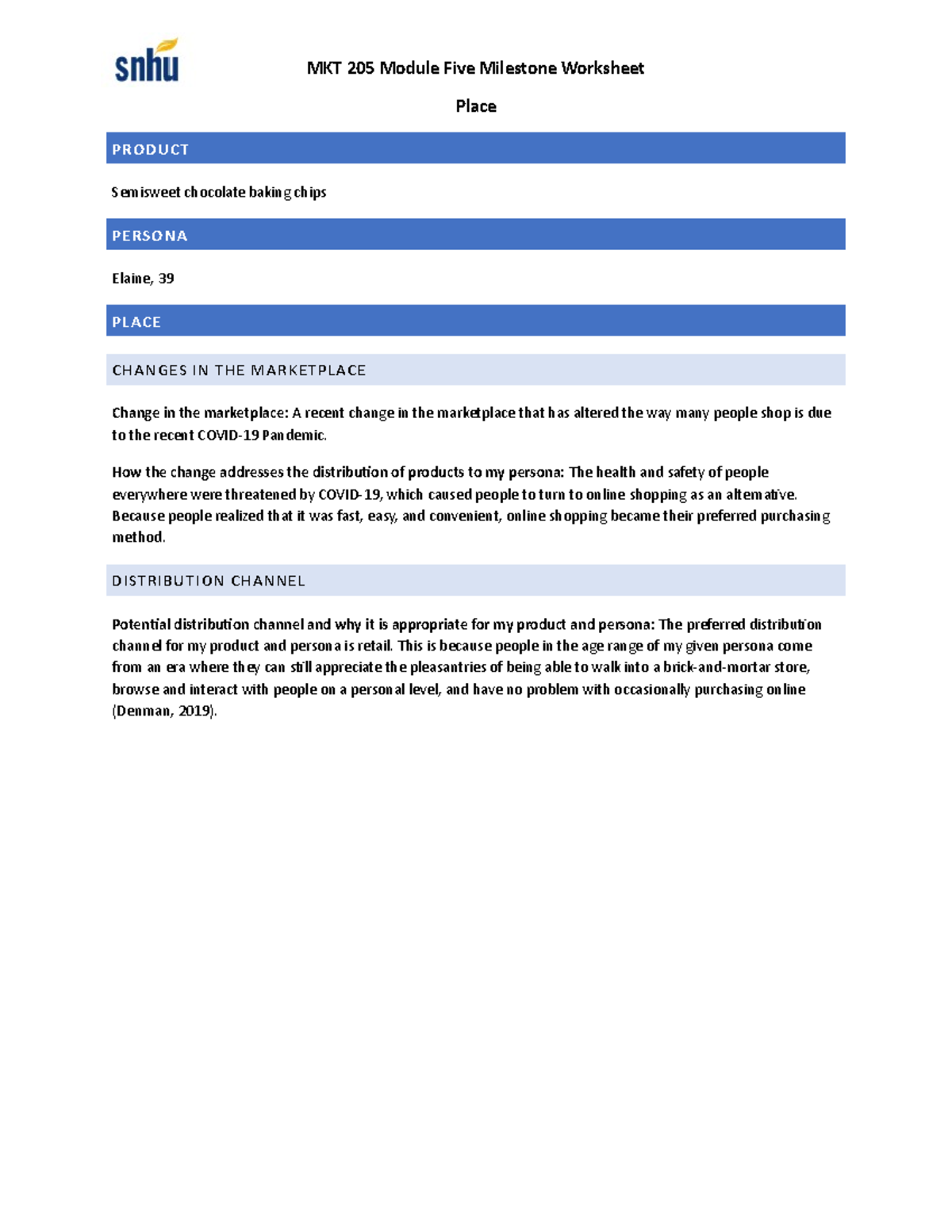 MKT205 Module Five Milestone - Place - MKT 205 Module Five Milestone ...
