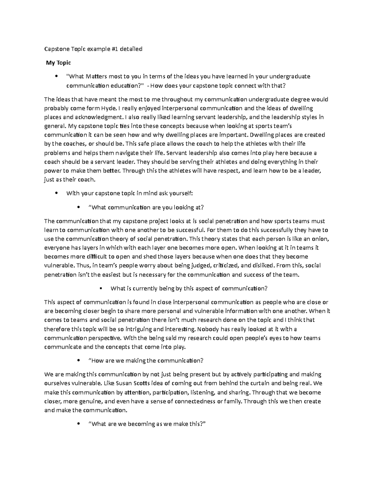 CT 1 - Capstone topic example. - Capstone Topic example #1 detailed My ...