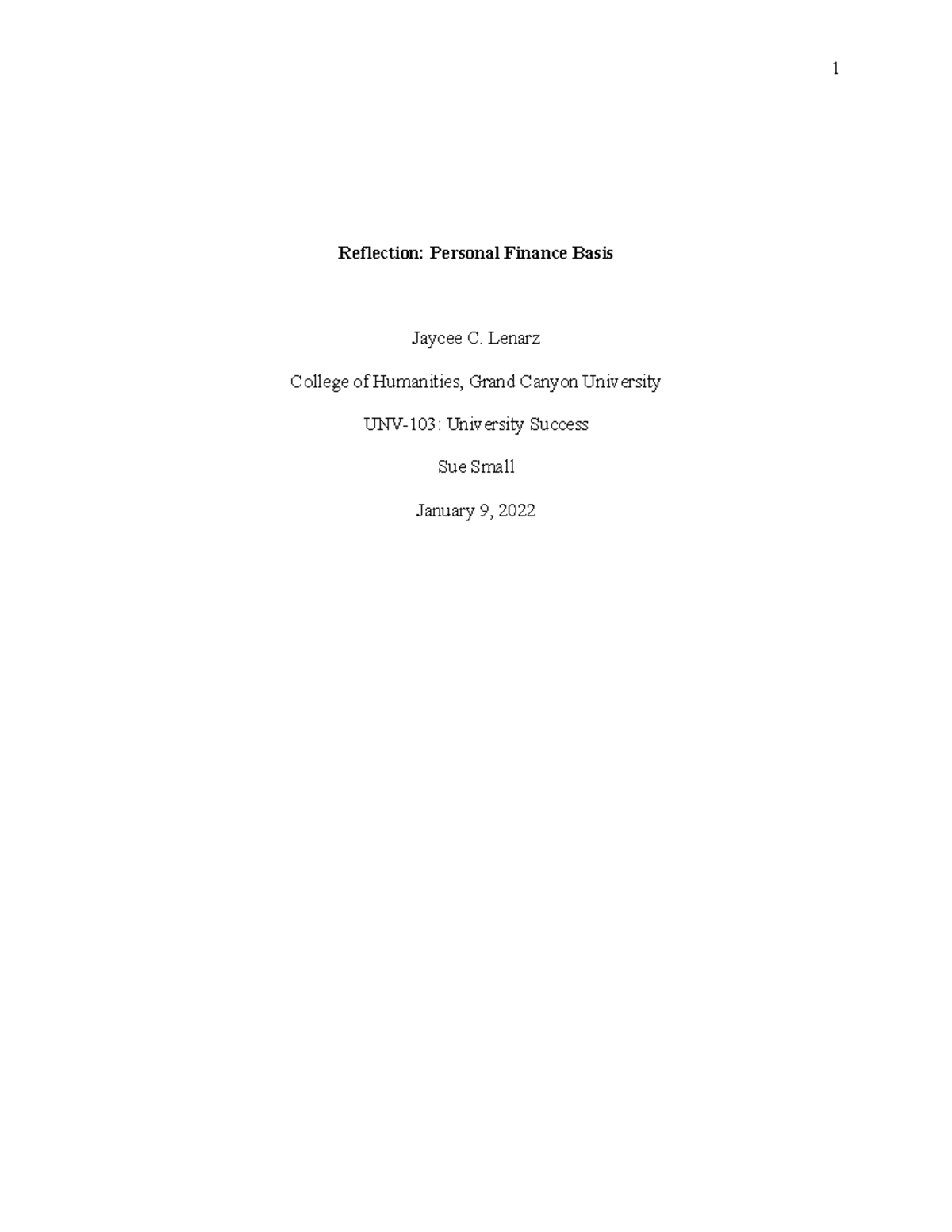 T6W6 Reflection Personal Finance Basics - Reflection: Personal Finance ...