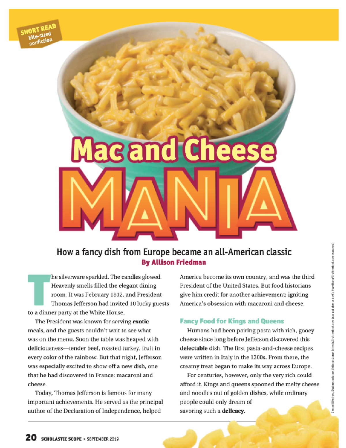 Mac and Cheese Mania by Allison Friedman - READ bite-sized nonfiction ...