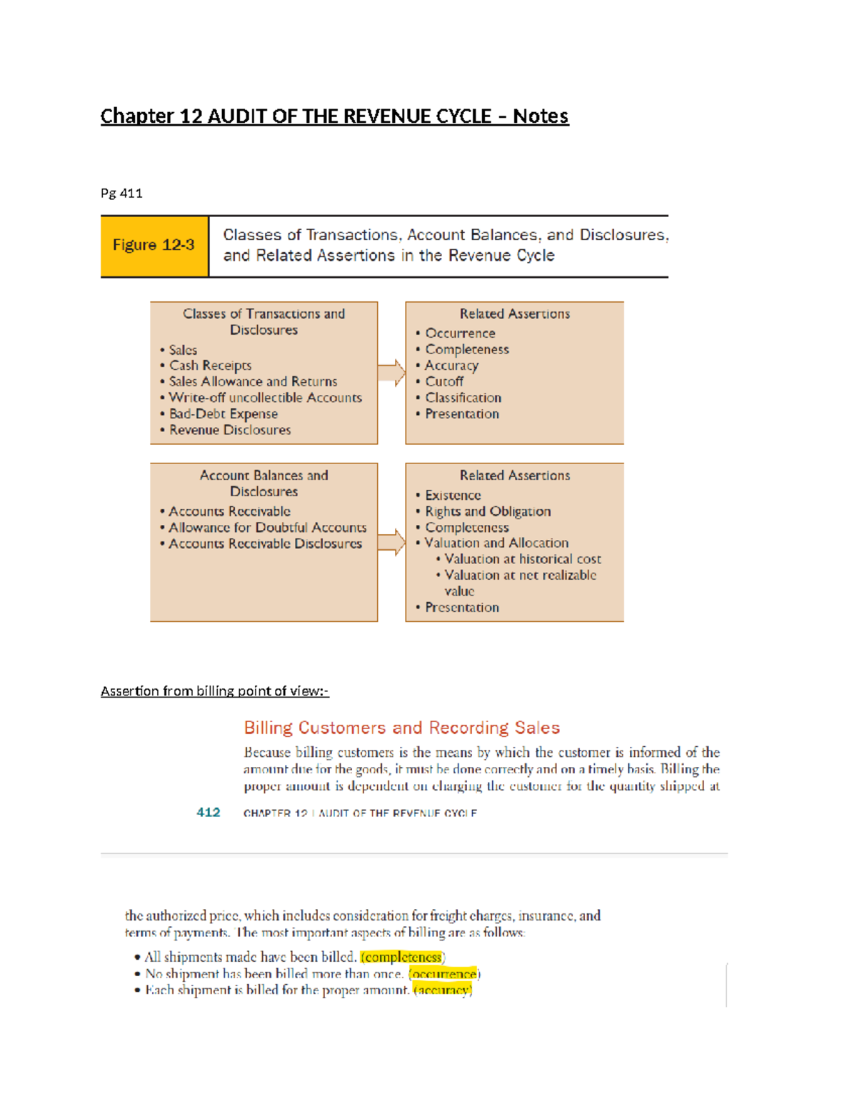 Chapter 12 Audit OF THE Revenue Cycle notes - Commerce 4Ad3 - Chapter ...