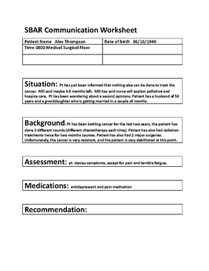 SBAR Communication Worksheet-3 - Conflict resolution /anger SBAR ...