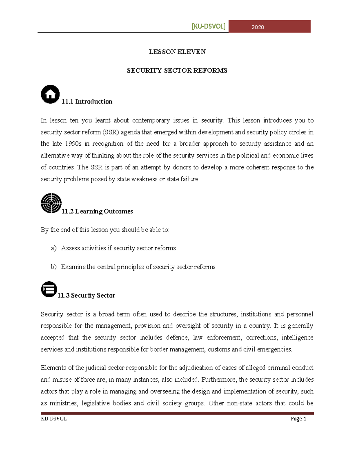 Lesson Eleven - It's unit is National security - LESSON ELEVEN SECURITY ...