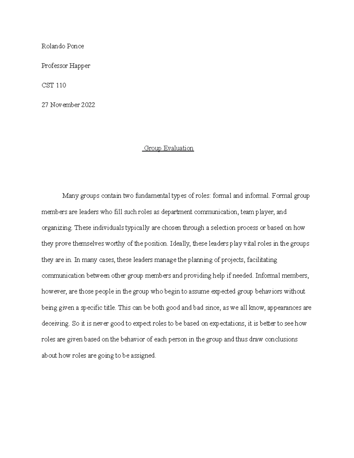 Work 2 - HW ASSIGNMENT - Rolando Ponce Professor Happer CST 110 27 ...