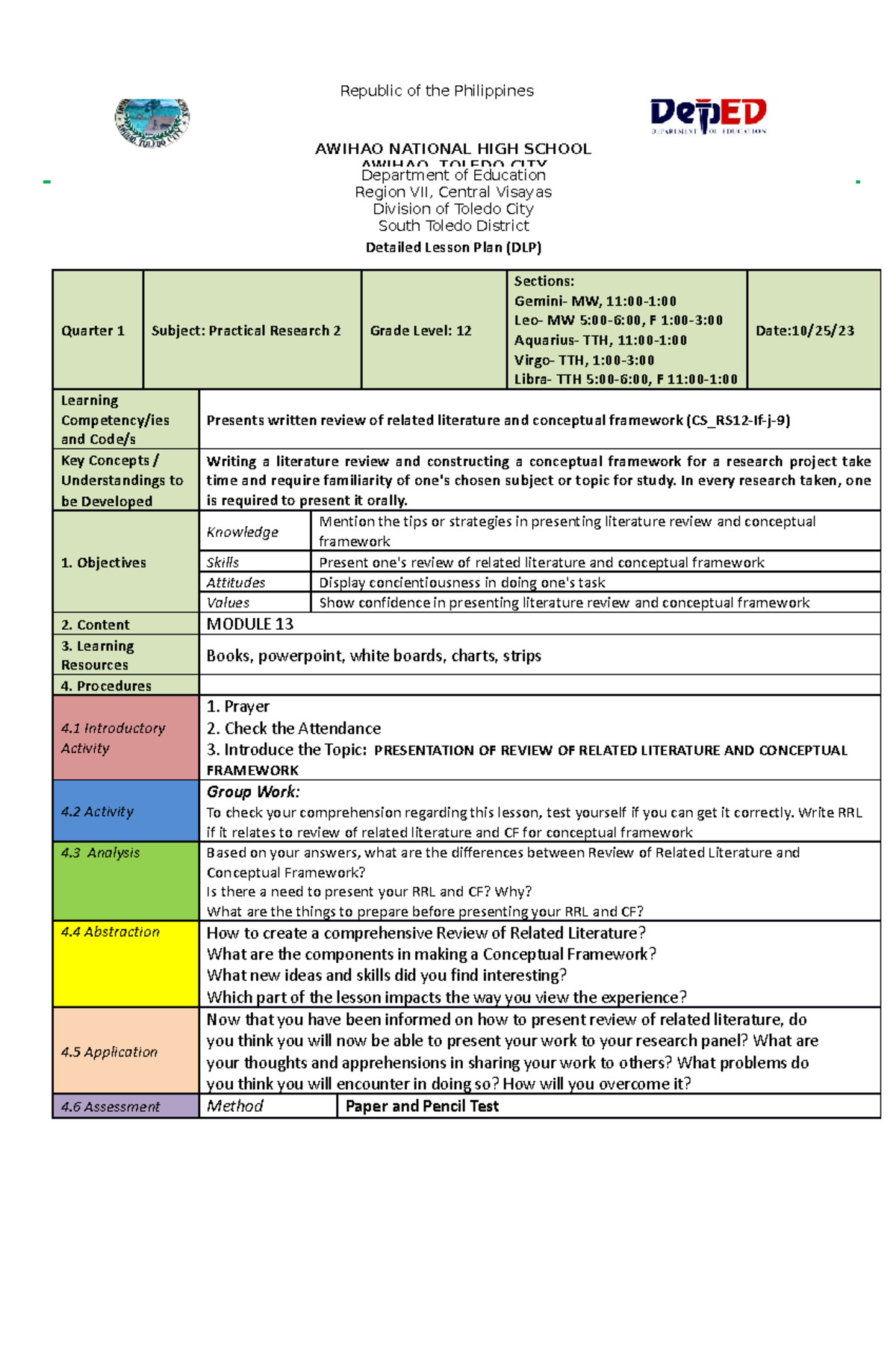 DLP-PR-2- Week 8-1 - DLP - AWIHAO NATIONAL HIGH SCHOOL AWIHAO, TOLEDO ...