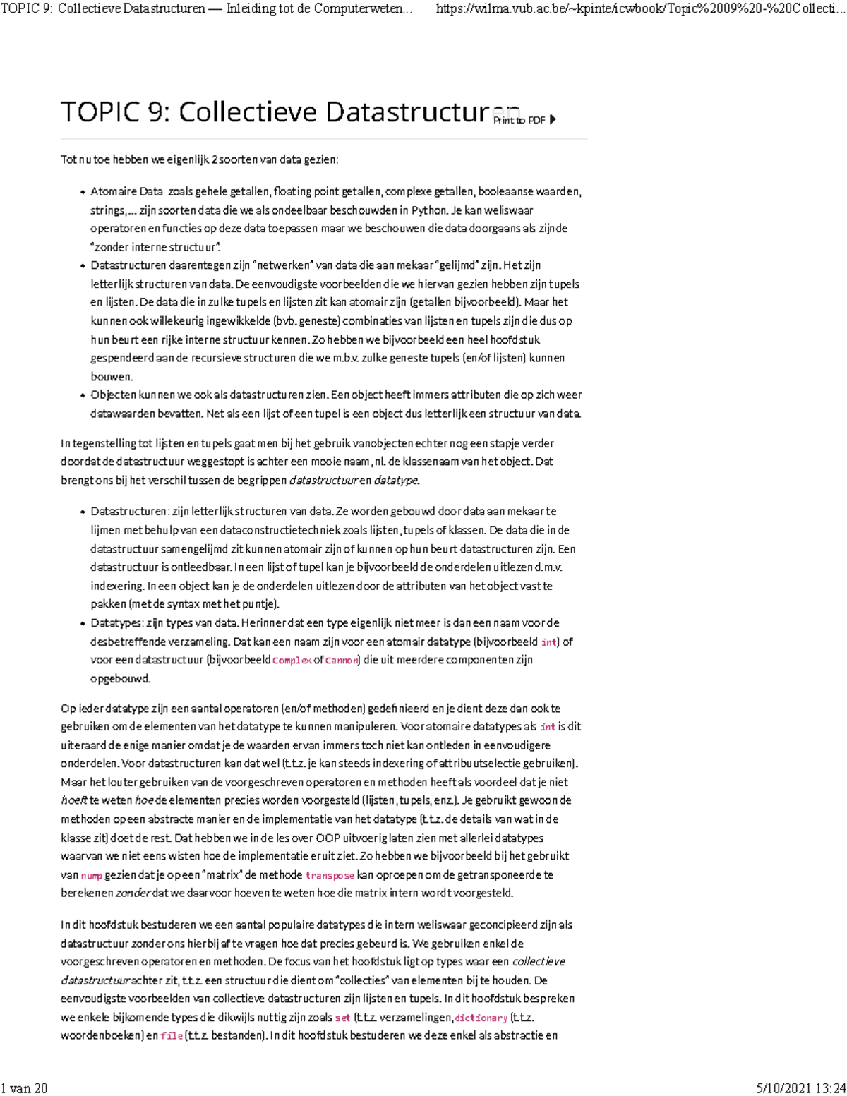 Topic 9 Collectieve Datastructuren — Inleiding tot de ...