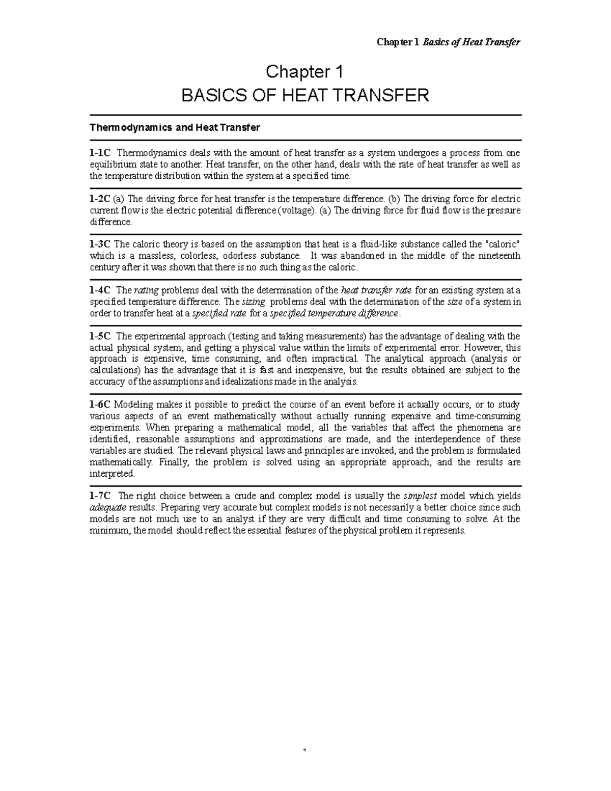 Heat Chap01-001 - Chapter 1 BASICS OF HEAT TRANSFER Thermodynamics and ...