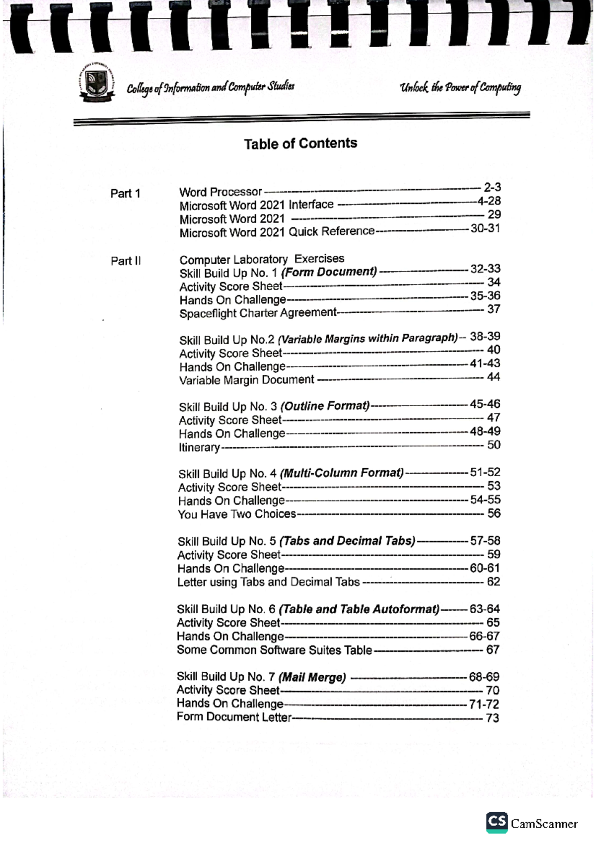 It lab manual 1 31 pages - Handouts about Ms word - College of ...