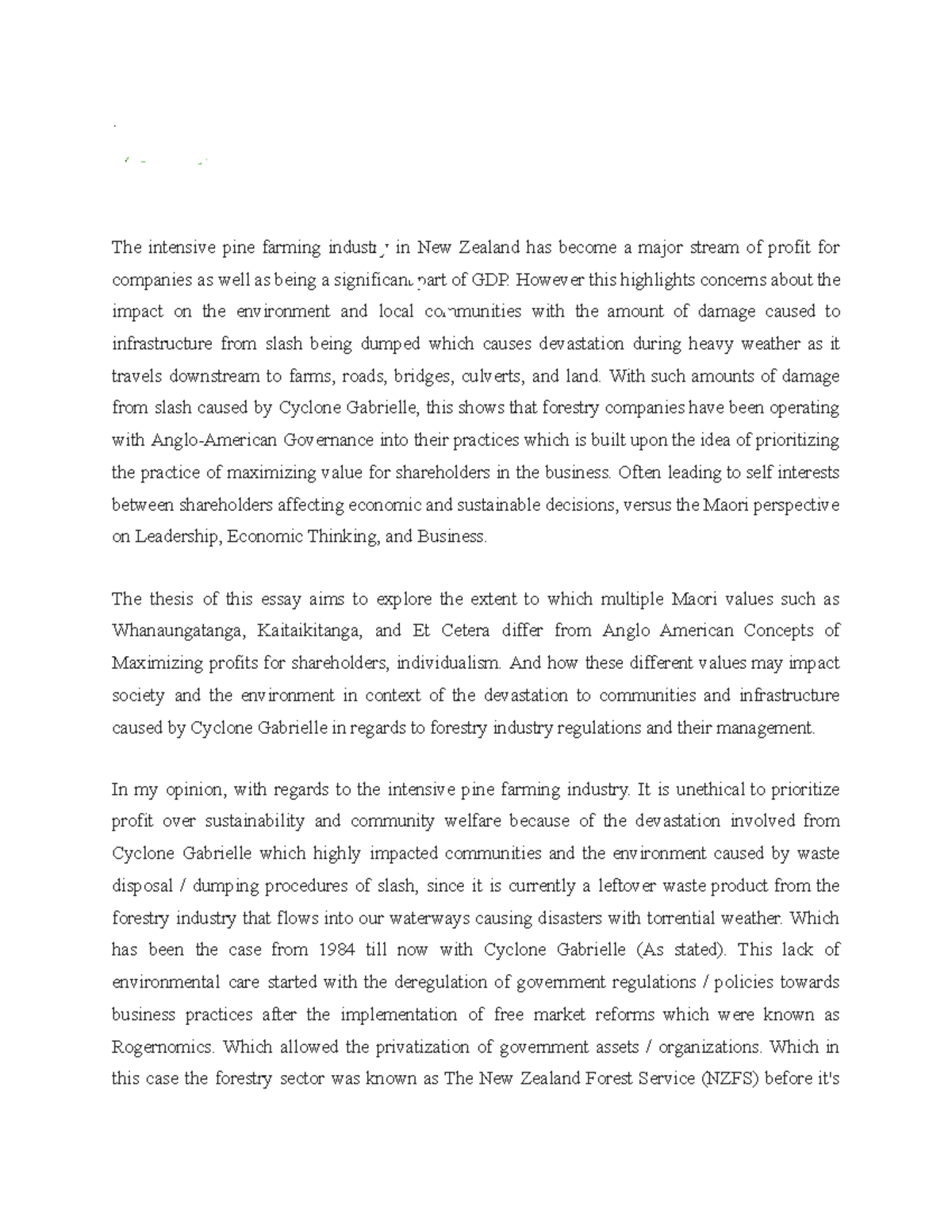 Assessment One Essay Example - Name: Phoenix Jackson Leef-Harris ID ...