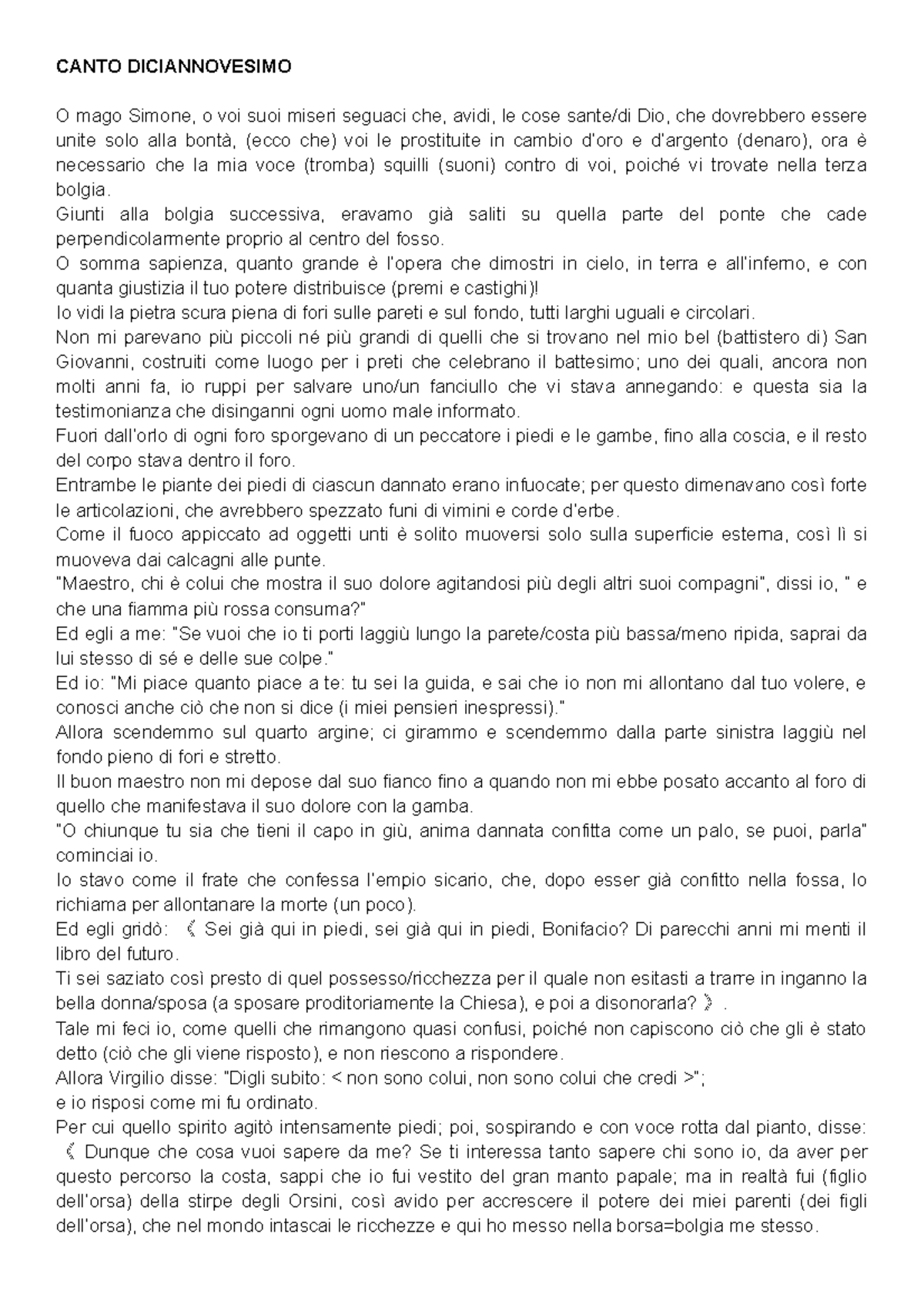 Inferno Parafrasi Canto 19 - Divina Commedia - CANTO DICIANNOVESIMO O ...