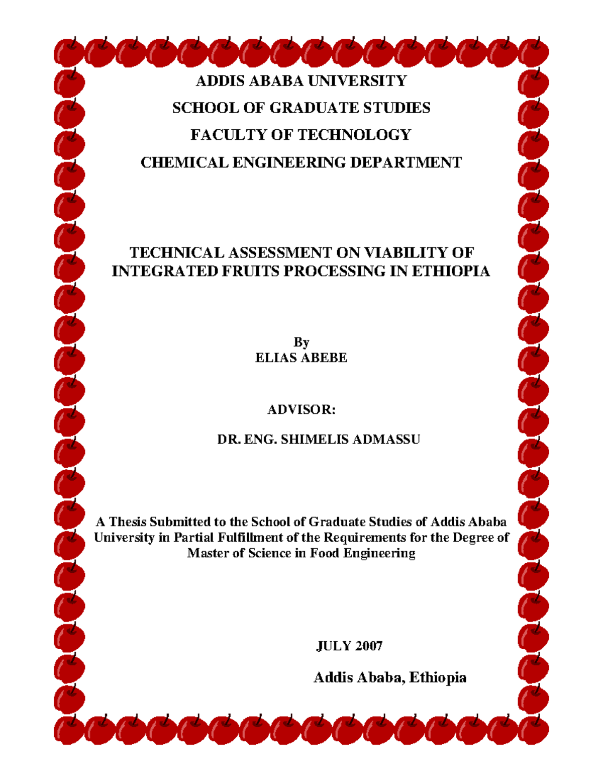 Elias abebe - its good - ADDIS ABABA UNIVERSITY SCHOOL OF GRADUATE ...