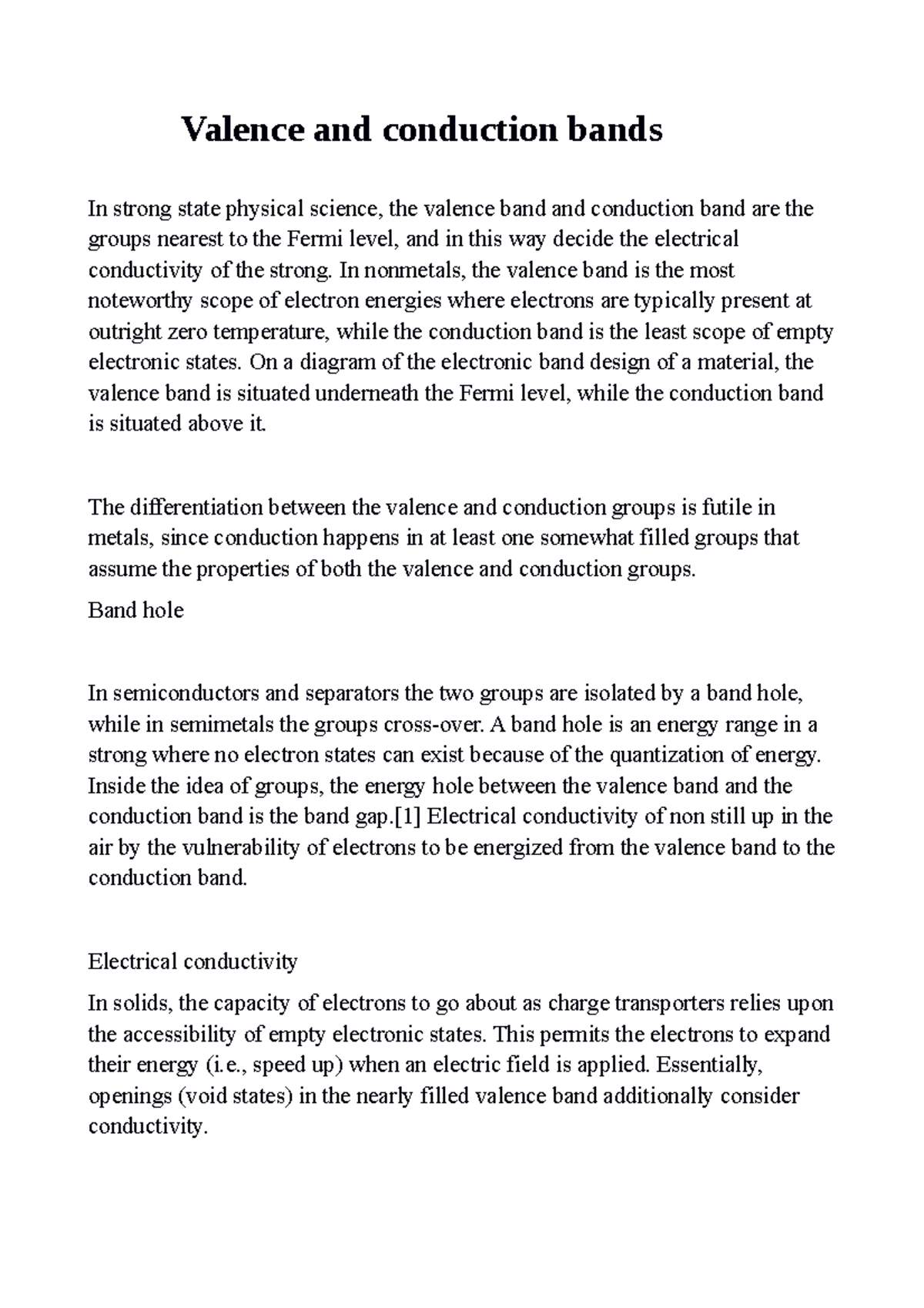 Valence and conduction bands - In nonmetals, the valence band is the ...