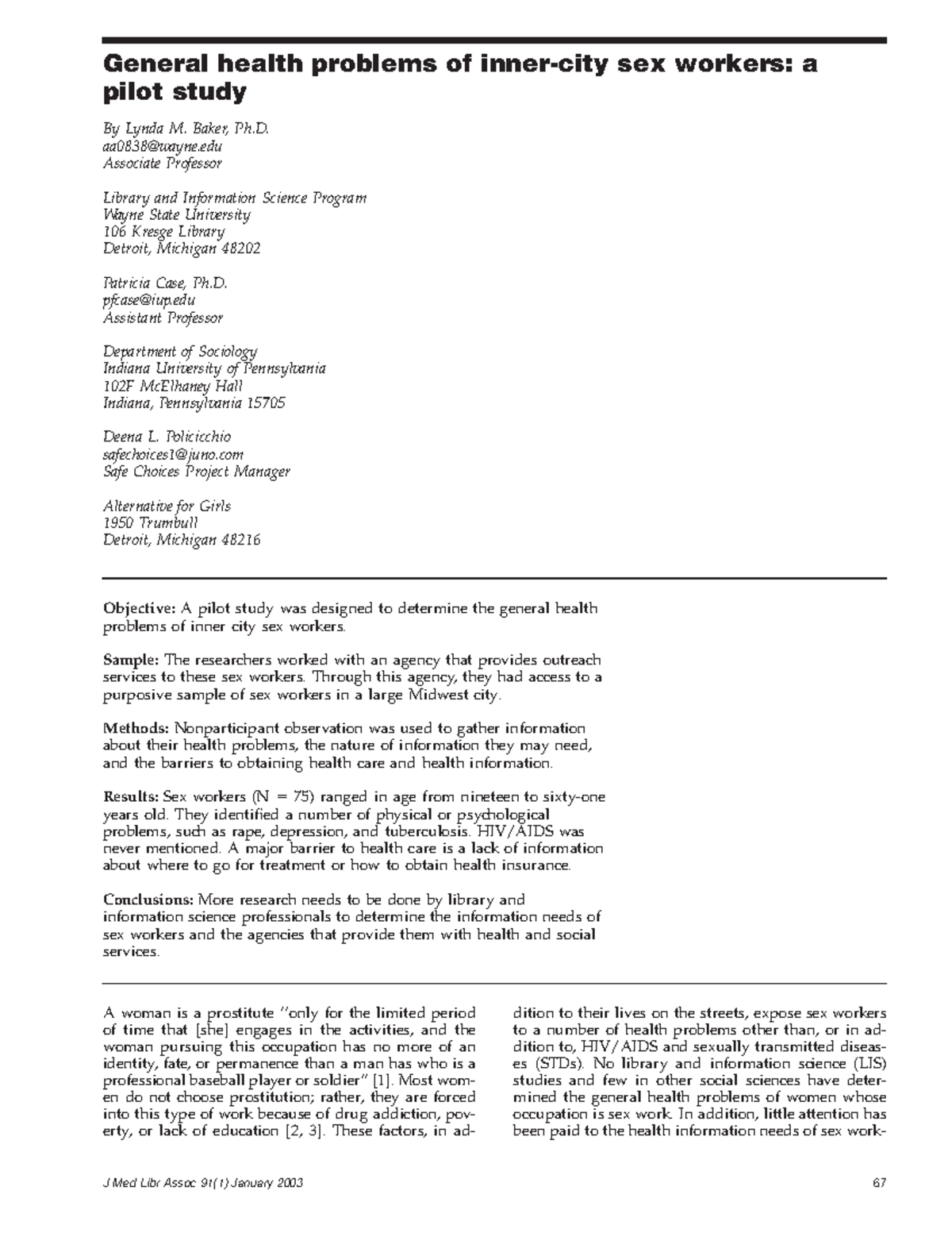 General health problems of inner city se - General health problems of ...