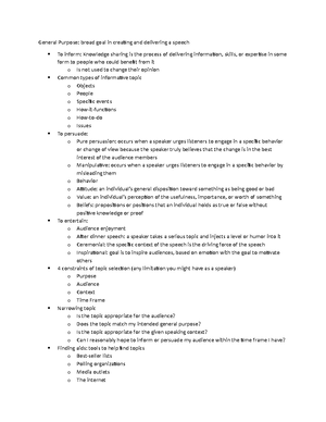 Public Speaking Working Outline - For references: a quote from someone ...
