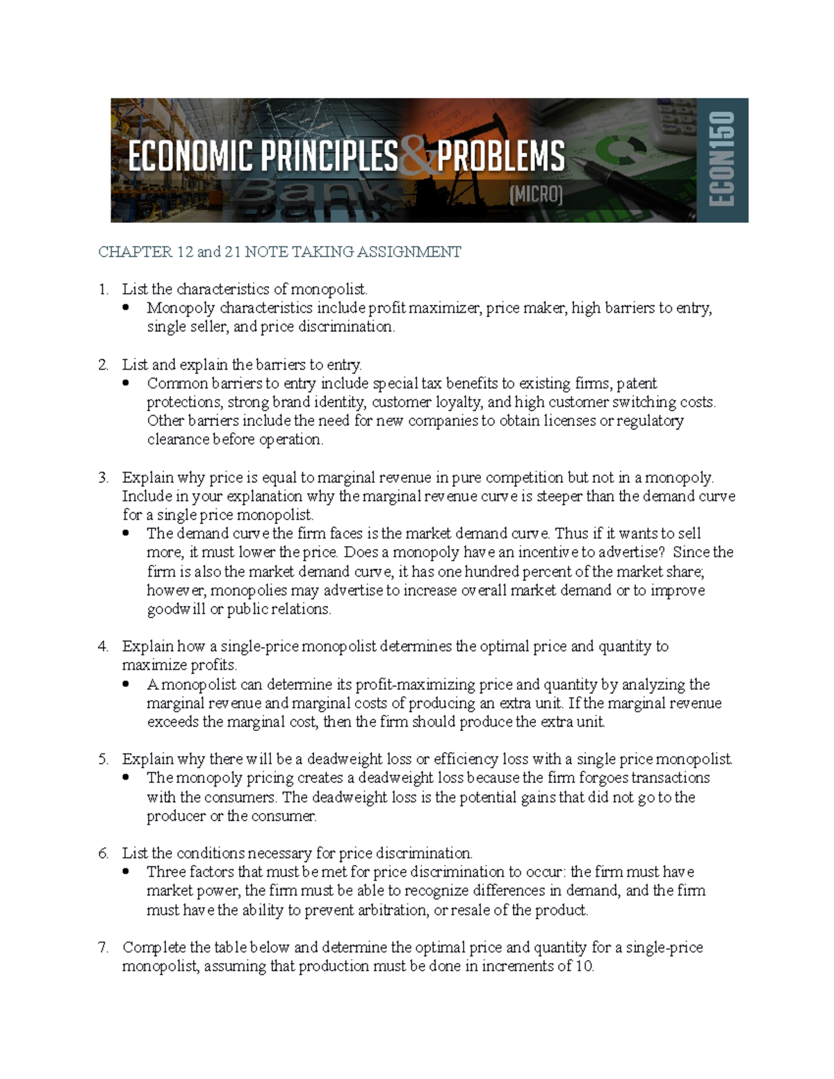 Econ150 document Note Taking Assignment Chp 12And21 - CHAPTER 12 and 21 ...